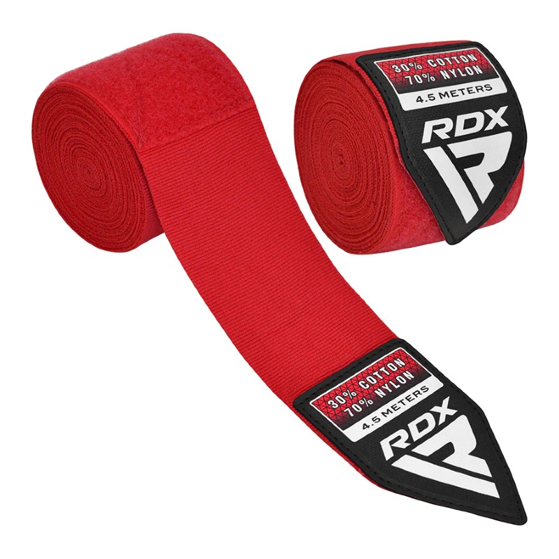 RDX Sports WX 4.5m Elasticated Hand Wraps Red - Gloves.co.uk